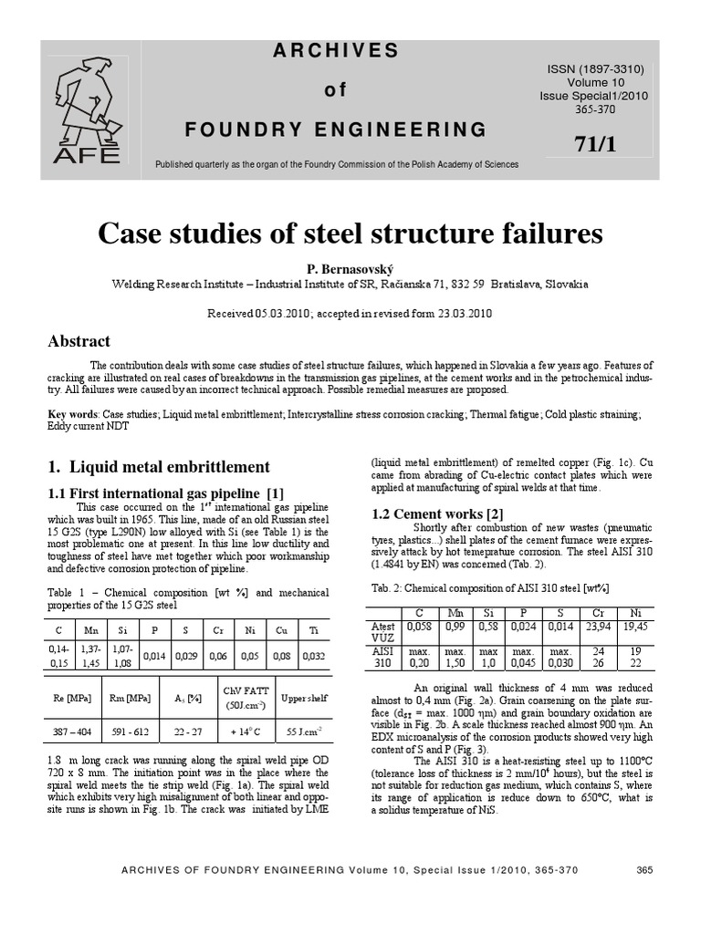 Case Studies of Steel Structure Failures PDF | PDF | Fatigue (Material ...