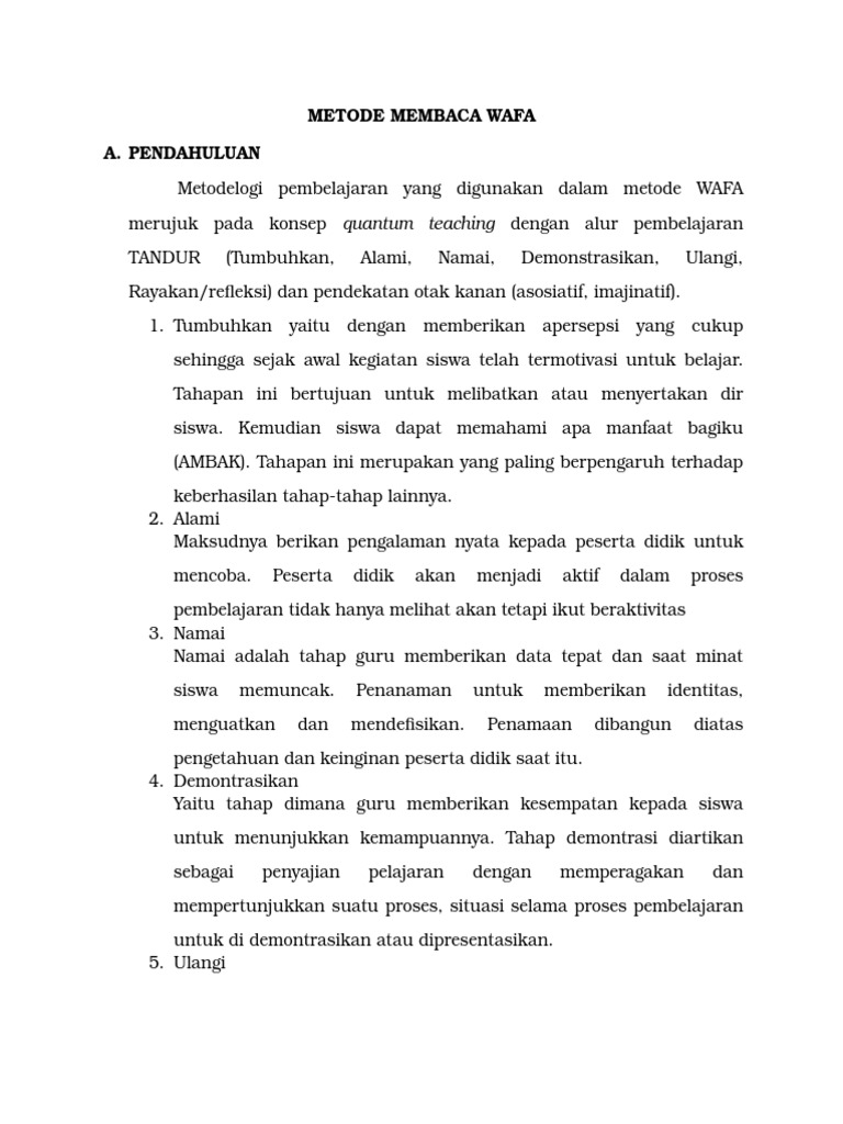 Metode Wafa | PDF