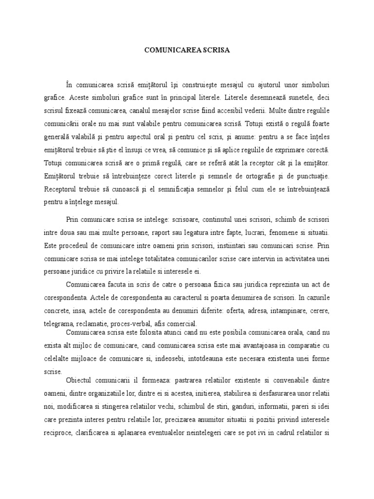 Referat Eu - Comunicarea-Scrisa | PDF