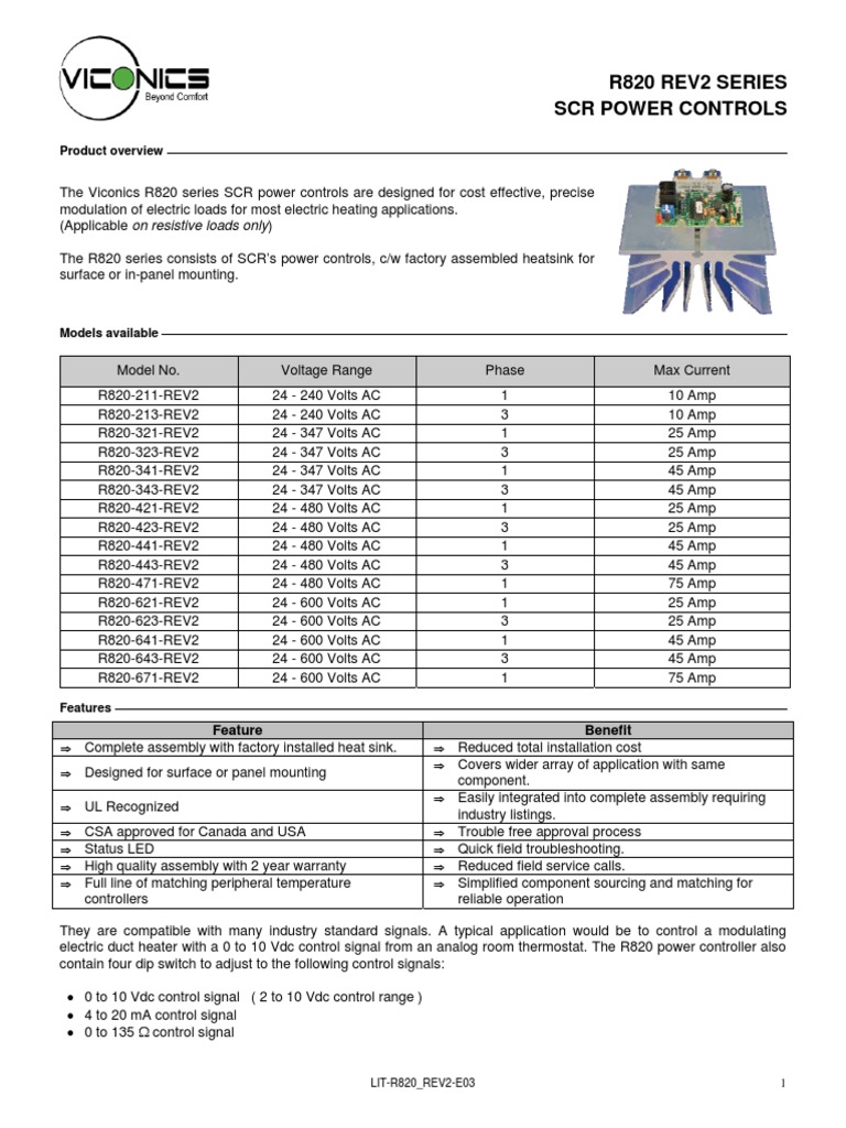 Viconics R820 SCR Power Controls Guide | PDF | Amplifier | Electrical ...