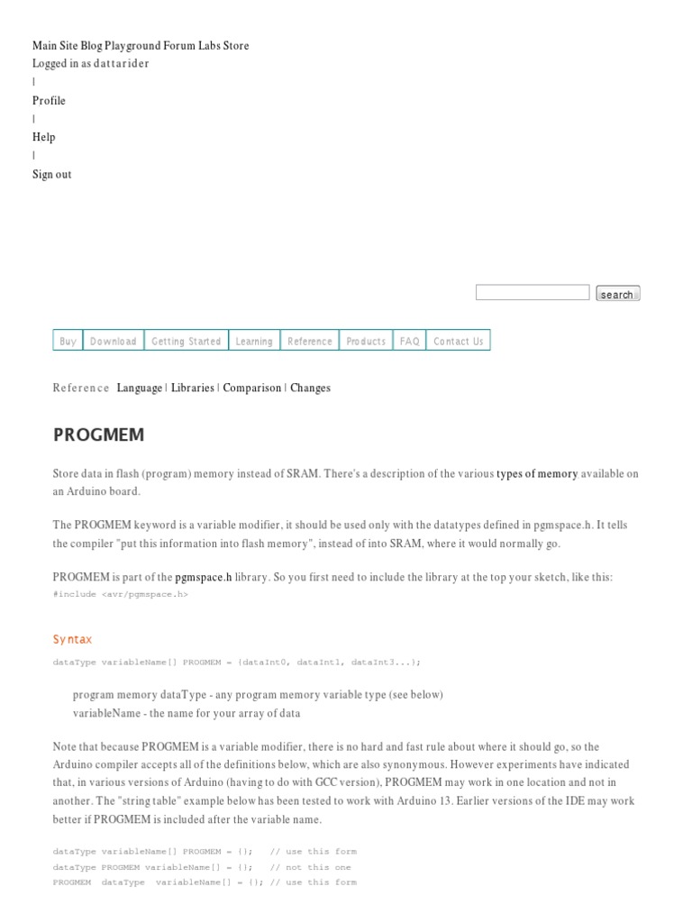 Arduino - Progmem | PDF | Data Type | String (Computer Science)