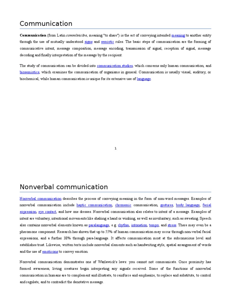Communication: Communication (From Latin Commūnicāre, Meaning "To Share ...