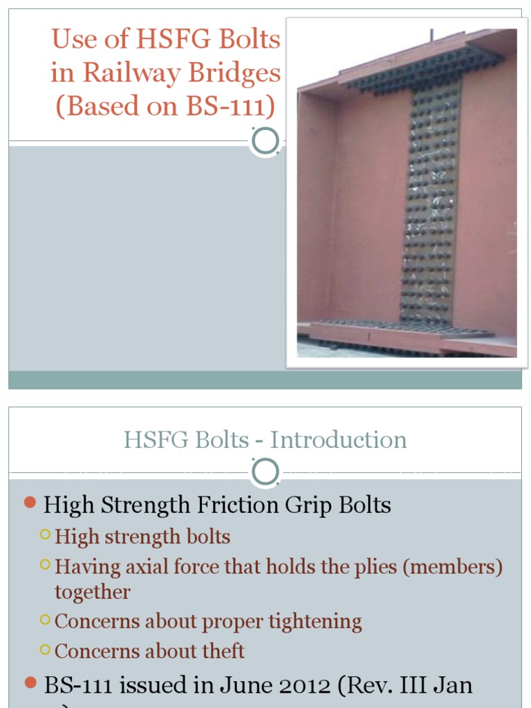 Design of HSFG Bolts 140113 | PDF | Rivet | Screw