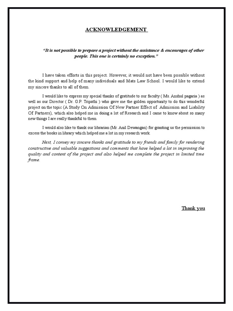 Acknowledgement | PDF | Quantitative Research | Qualitative Research