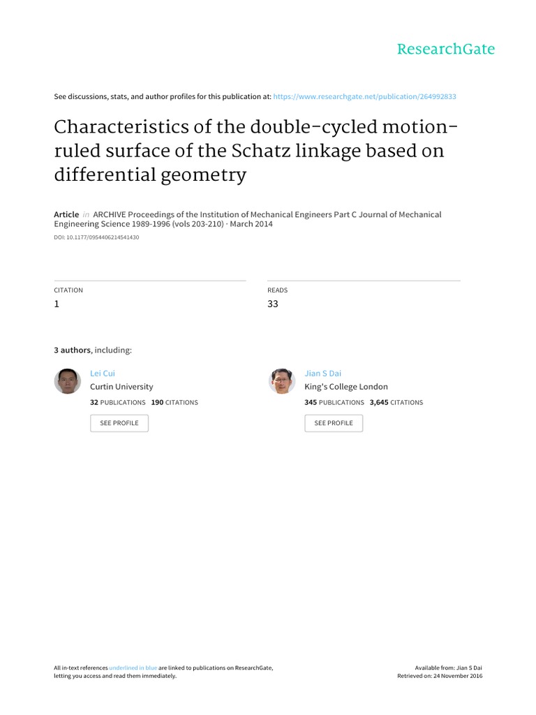 Characteristics of The Double-Cycled Motion-Ruled Surface of The Schatz Linkage Based On ...