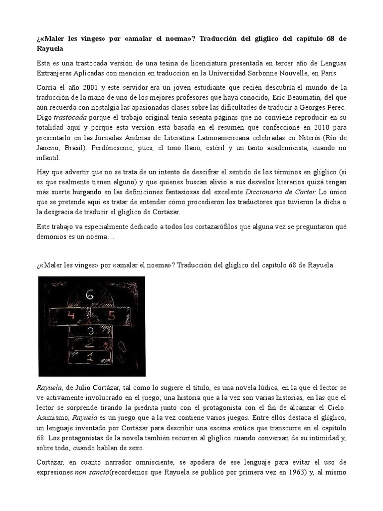 Traducción Del Glíglico Del Capítulo 68 de Rayuela | PDF | Traducciones ...