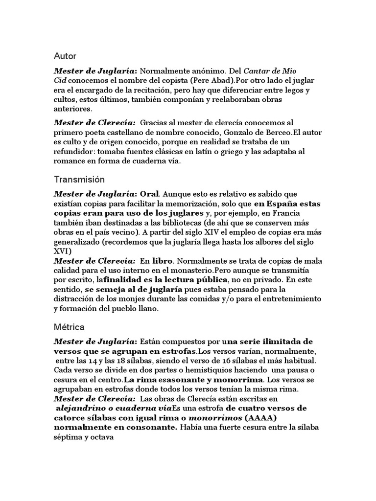 Mester Clerecía y Juglaria - 2 | PDF | Literatura española | Literatura ...