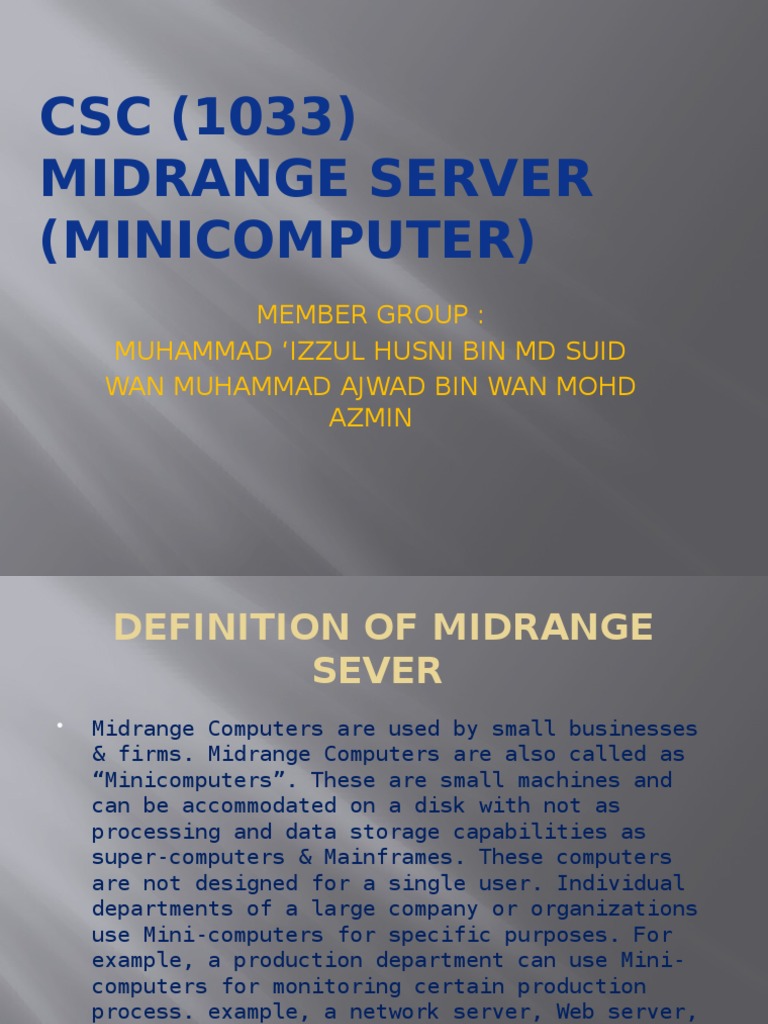 CSC (1033) Midrange Server (Minicomputer) | PDF