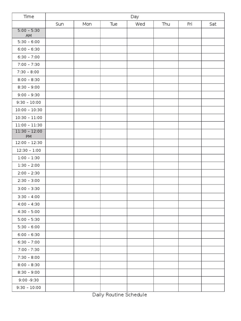 Daily Routine Schedule | PDF