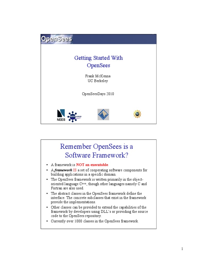 Remember Opensees Is A Software Framework?: Getting Started With Opensees | PDF | Software ...