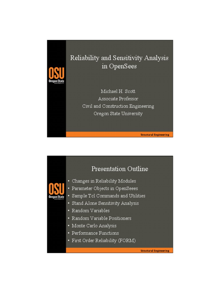 Reliability and Sensitivity Analysis in Opensees | PDF | Sensitivity Analysis | Parameter ...