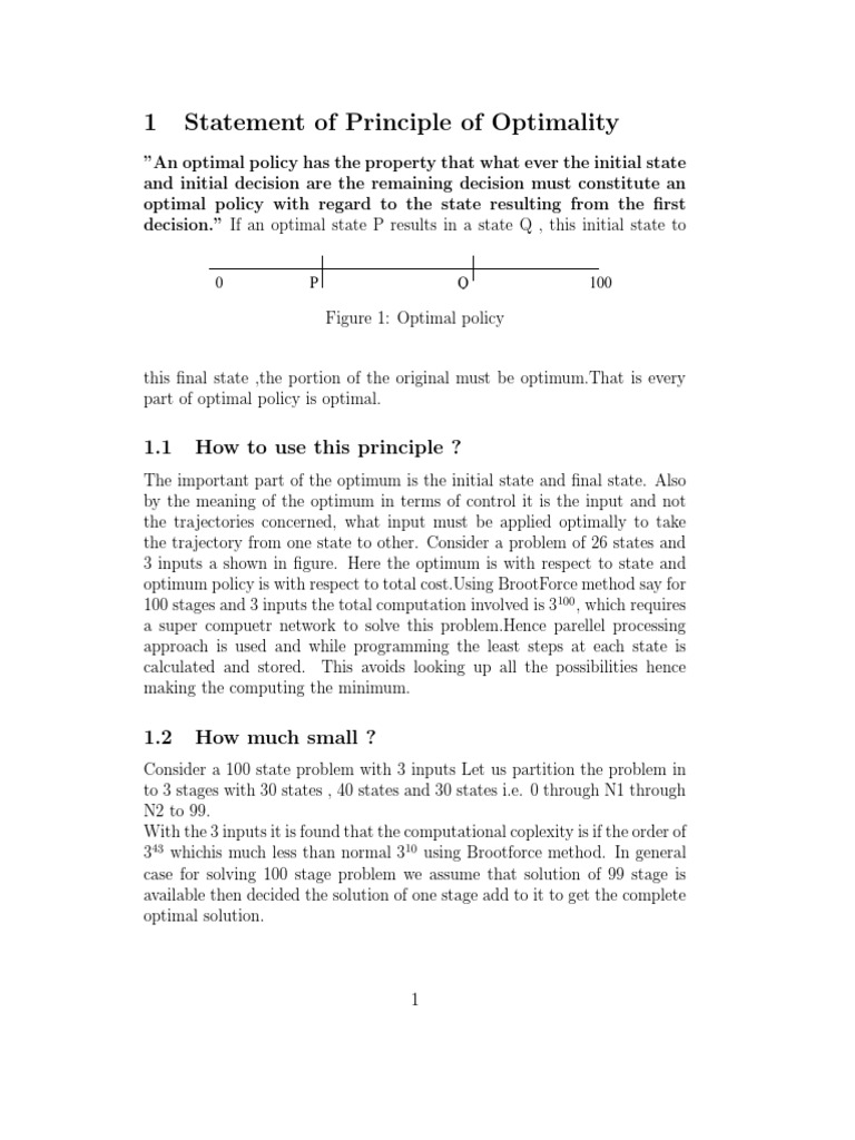 Statement of Principle of Optimality | PDF | Mathematical Optimization ...