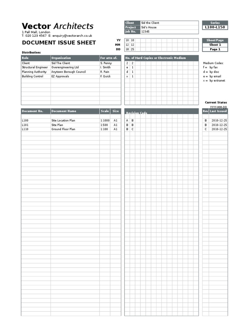 Vector Architects: Document Issue Sheet | PDF