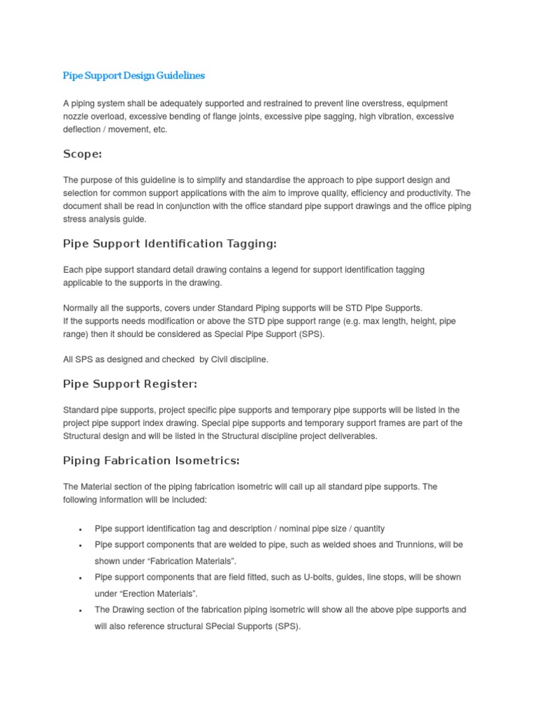 Pipe Support Design Guidelines | PDF | Pipe (Fluid Conveyance) | Corrosion