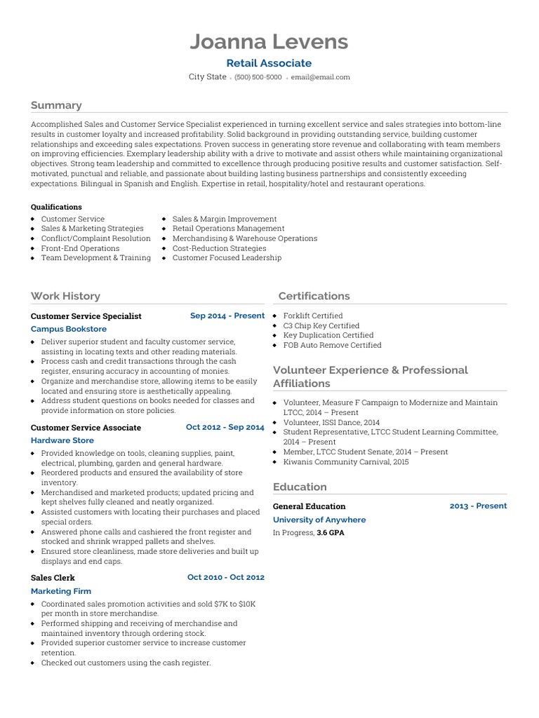 Retail Team Resumes Visualcv Resume | PDF | Retail | Inventory