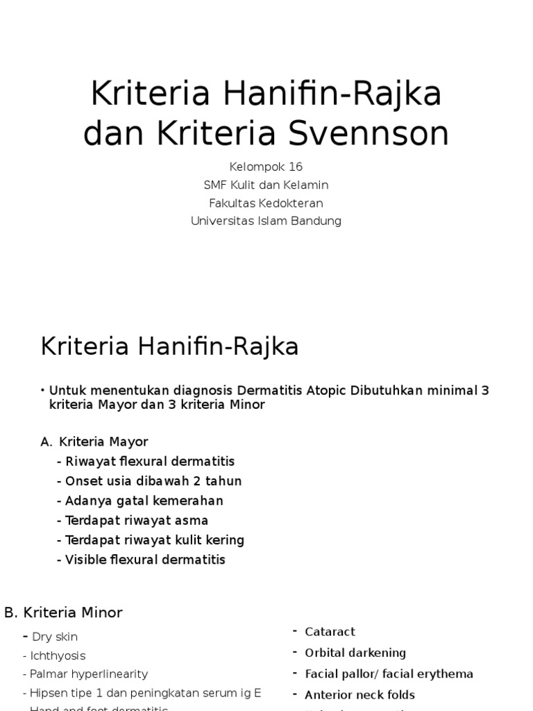 Kriteria Hanifin-Rajka Dan Kriteria Svennson | PDF