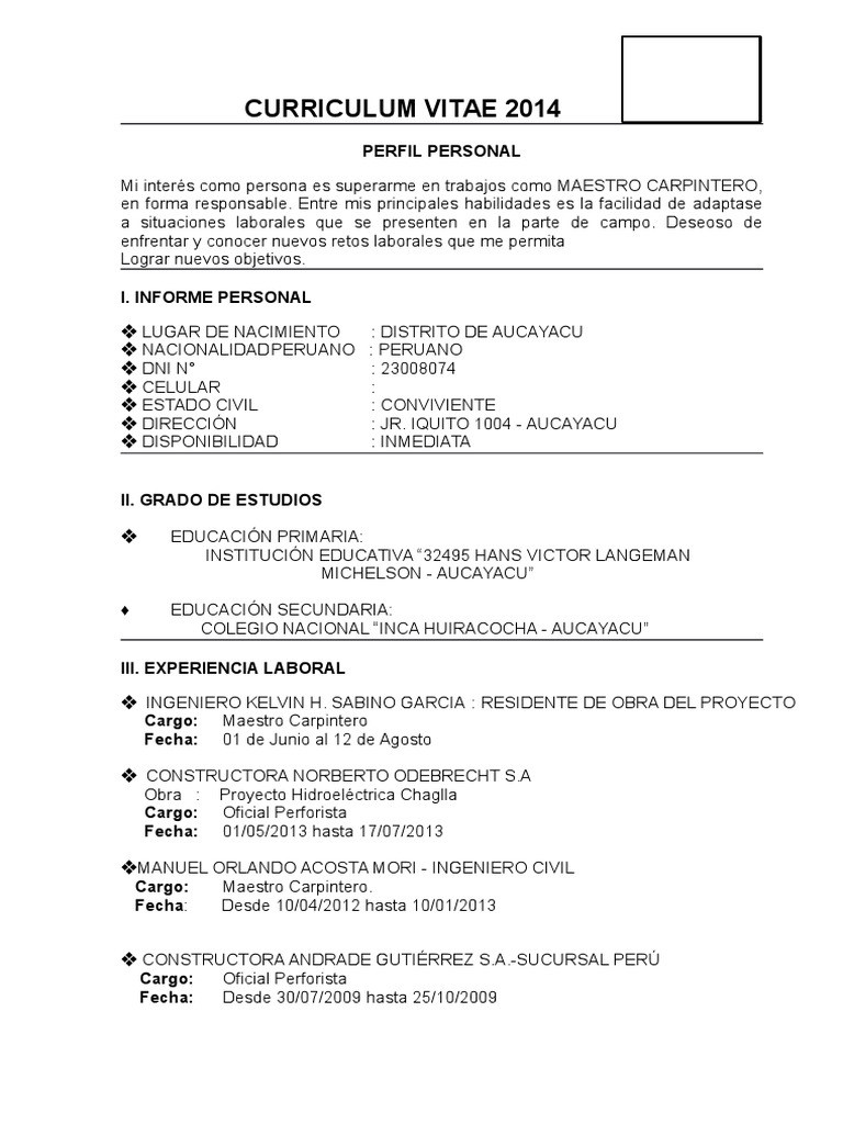 Curriculum Vitae 2014 | PDF