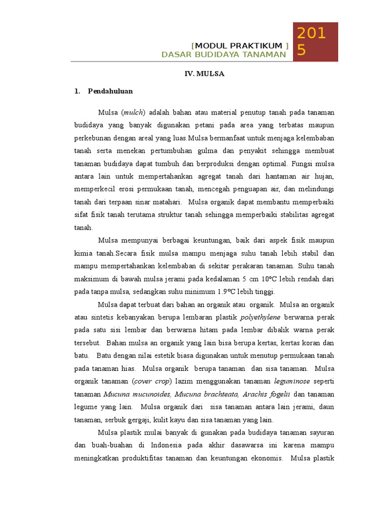 Modul DBT Mulsa Dan Pemulsaan 2015 | PDF
