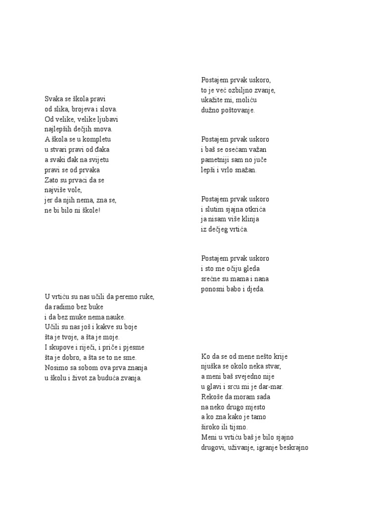 Pesmice Za Priredbu | PDF