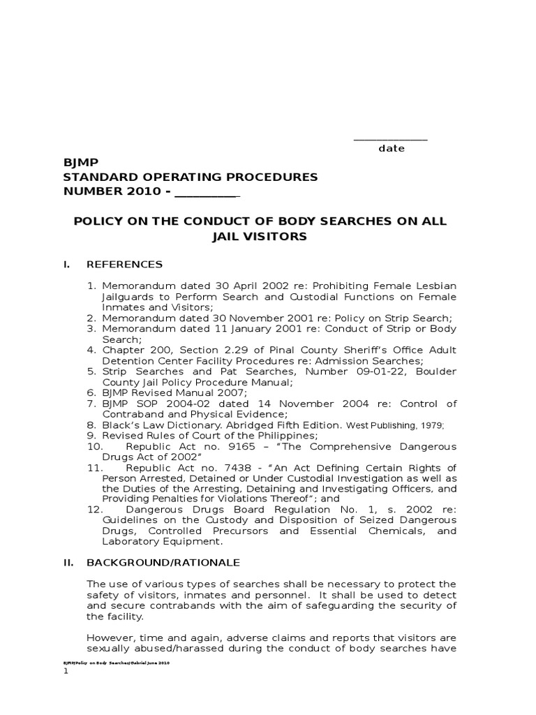 Body Search Procedures in Jail Facilities | PDF | Search Warrant | Arrest
