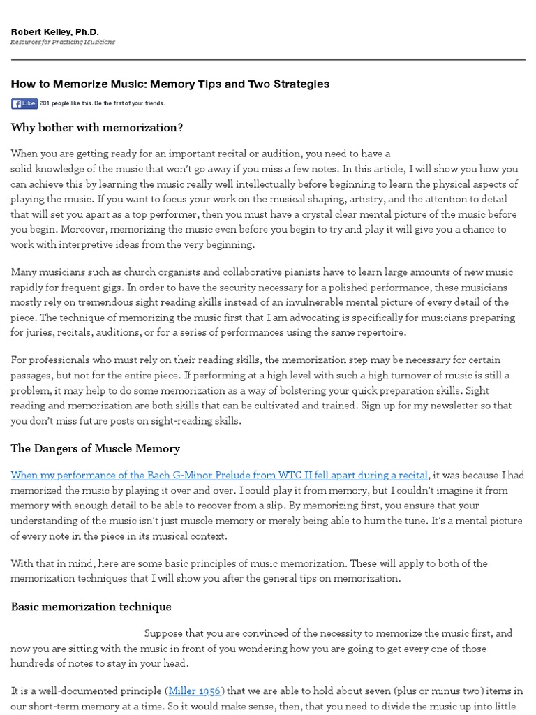 Music Memorization for Performers | PDF