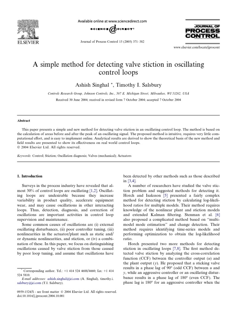 Detecting Valve Stiction in Control Loops | PDF | Control System ...