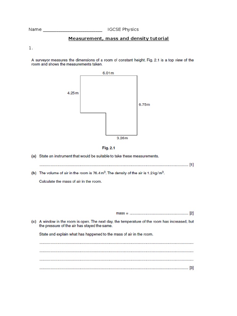 Measurement Weight Density Questions | PDF