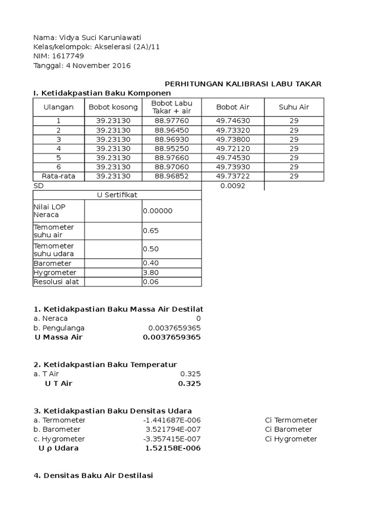 Latihan Kalibrasi Labu Takar | PDF | Sains & Matematika