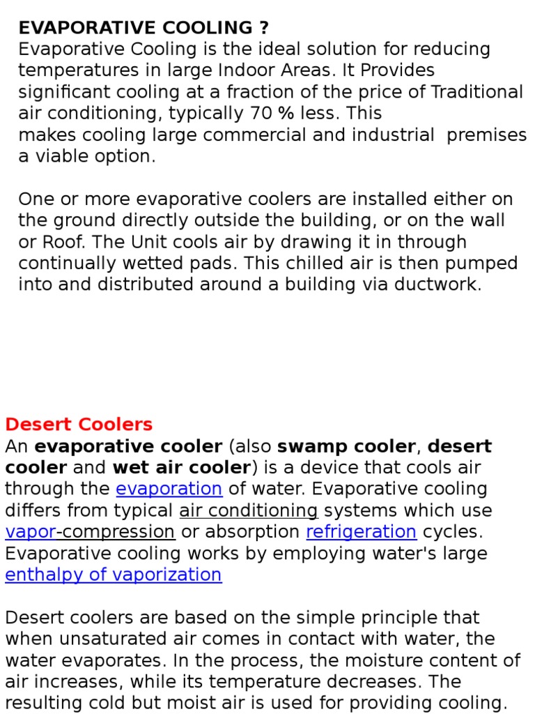 Hvac Ppt6 Evaporative Cooling | PDF | Air Conditioning | Branches Of ...