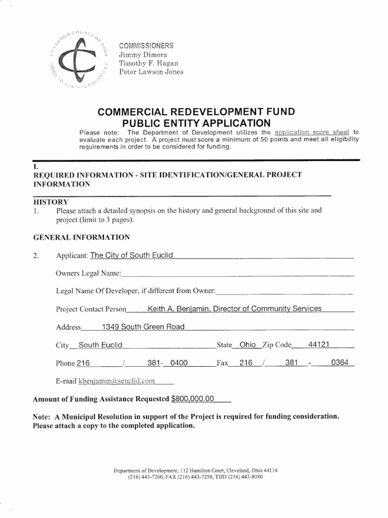 Commercial Redevelopment FU N D PU Blic Entity Application: #Pfrftil1 ...