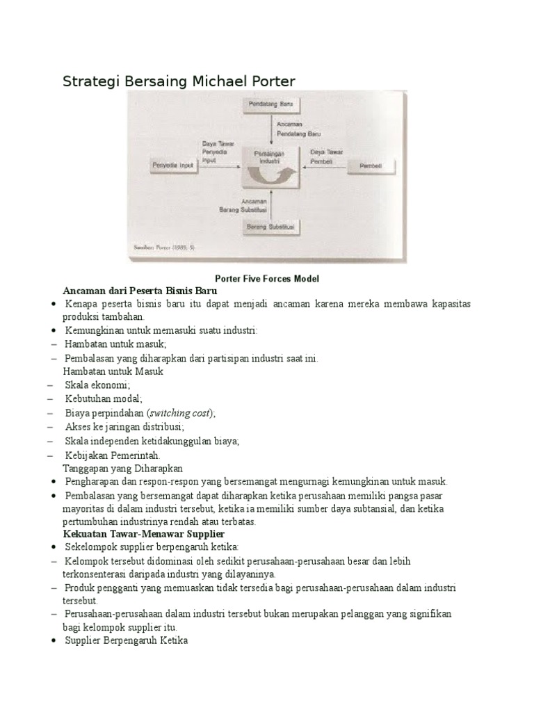Strategi Bersaing Michael Porter | PDF