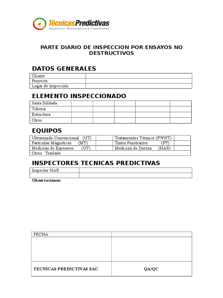 Modelos de Partes Diarios | PDF