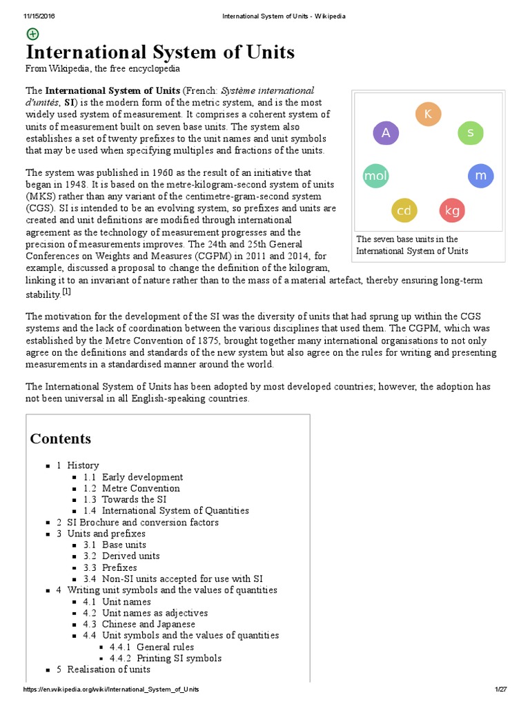 International System of Units - Wikipedia | International System Of ...