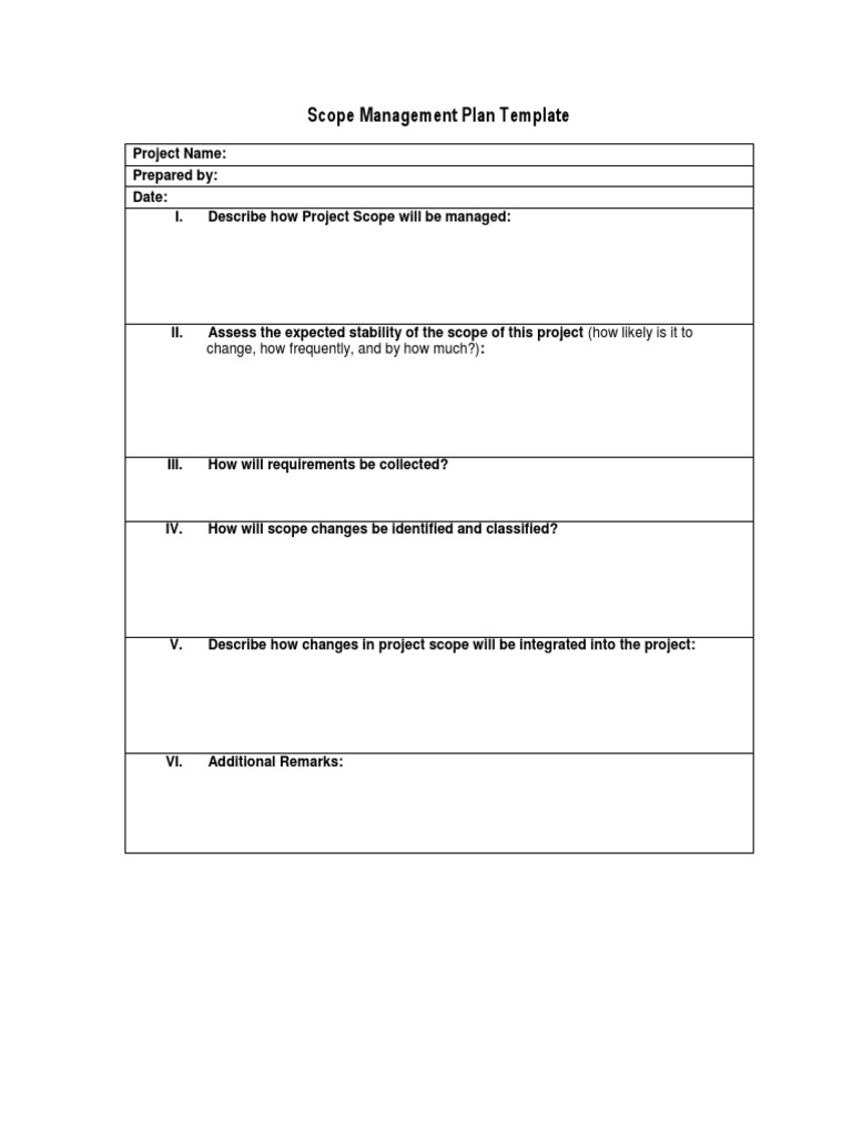 Scope Management Plan Template PDF | PDF