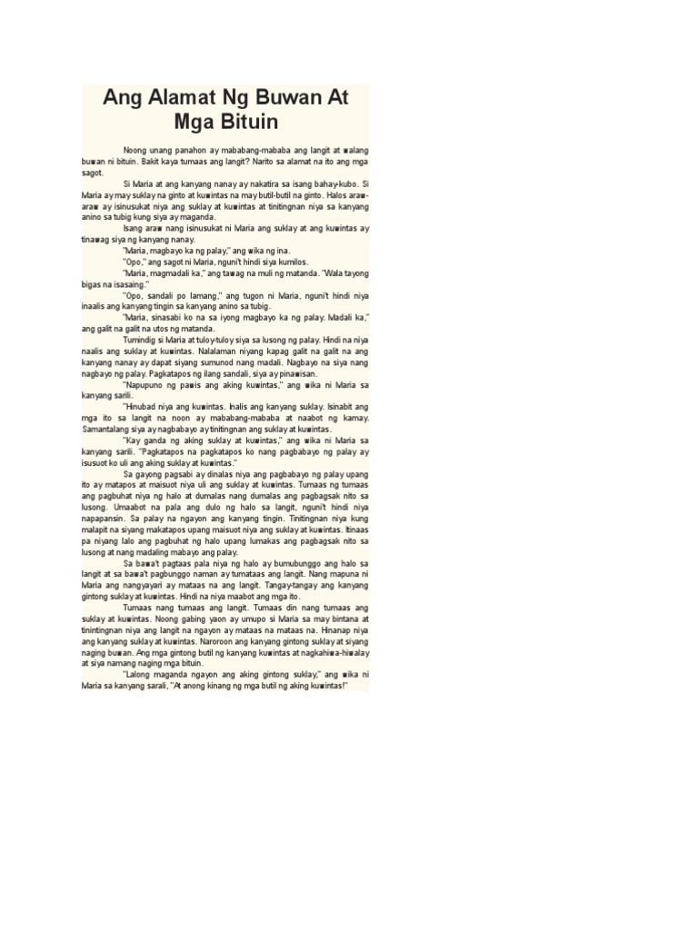 Ang Alamat NG Buwan at Mga Bituin | PDF