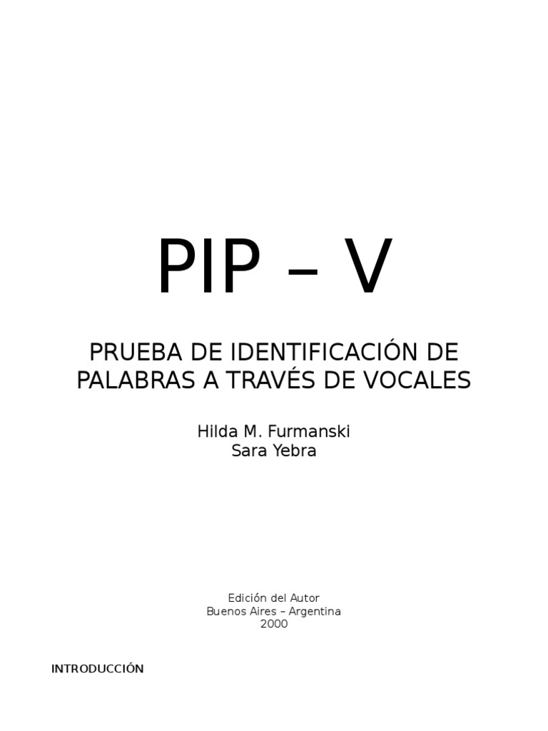 Prueba PIP-V: Identificación Vocal Infantil | PDF | Lectura (proceso ...
