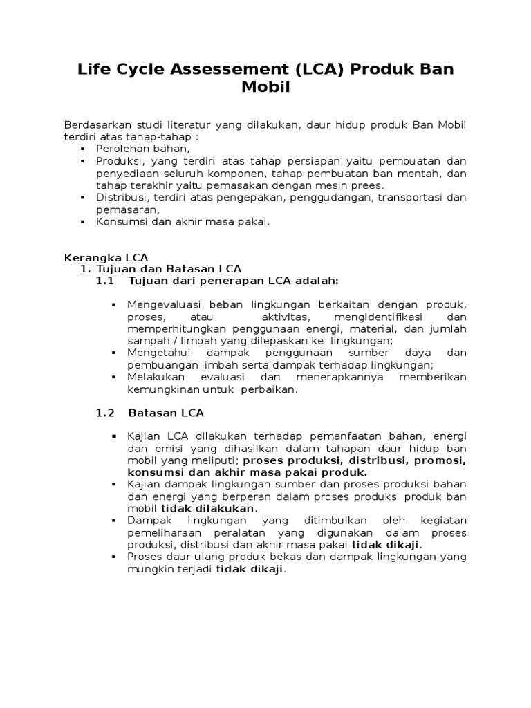 Tujuan Dan Batasan LCA | PDF