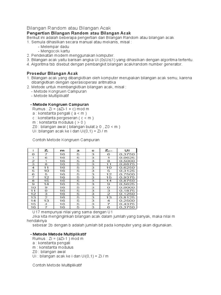 Bilangan Random Atau Bilangan Acak | PDF