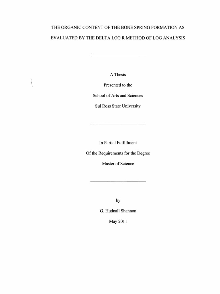 The Organic Content of The Bone Spring Formation As Evaluated by The ...
