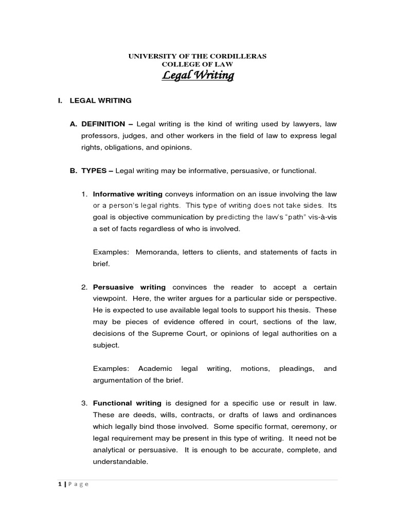 Legal Writing Notes - Aug 24, 2016 | PDF | Brief (Law) | Lawsuit