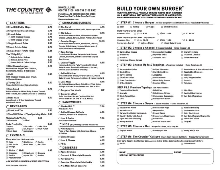 Counter Menu | Hamburgers | French Fries