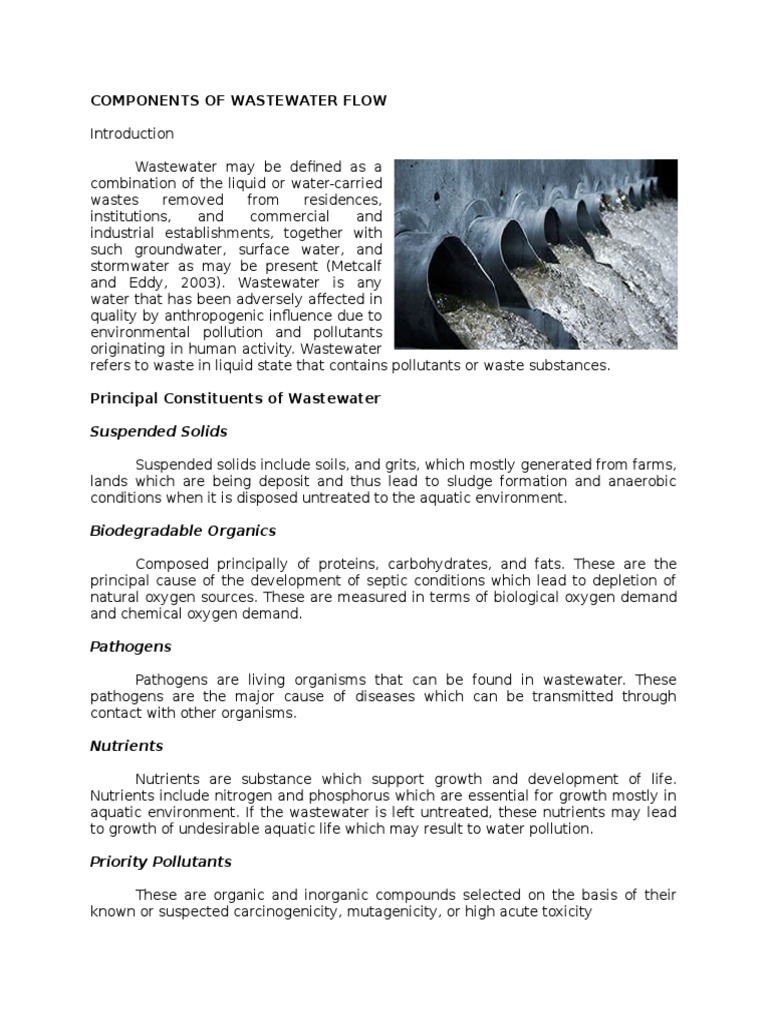 Components of Wastewater Explained | PDF | Wastewater | Water Pollution