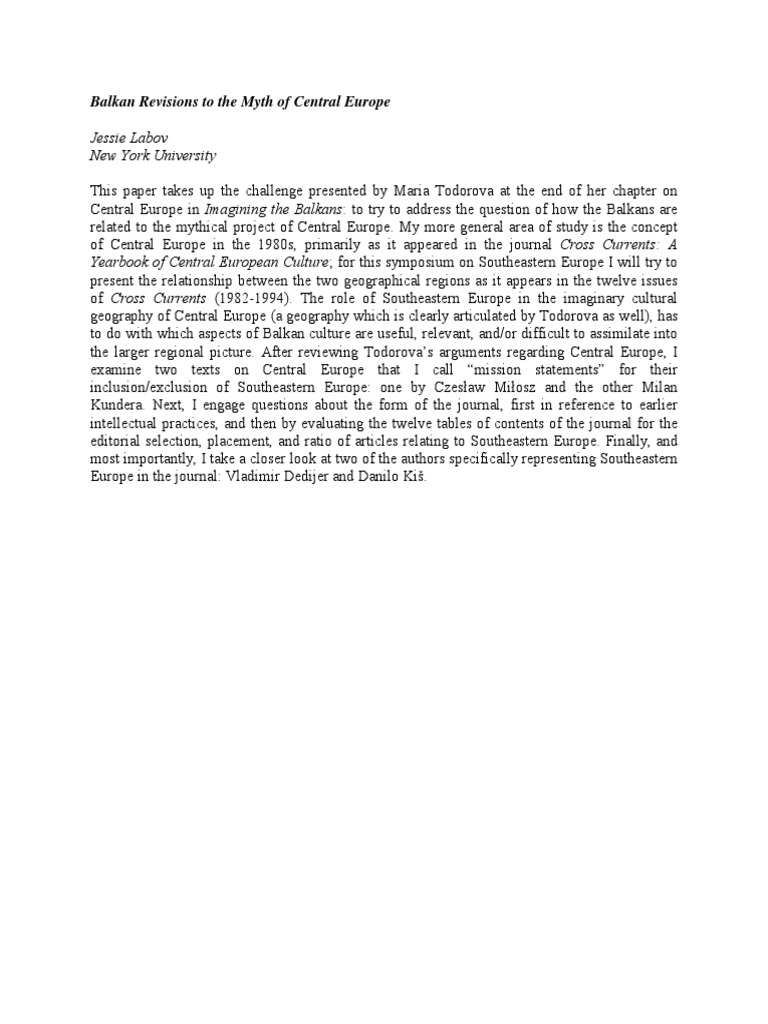 Balkan Influence on Central Europe Myth | PDF | Central Europe | Age Of ...