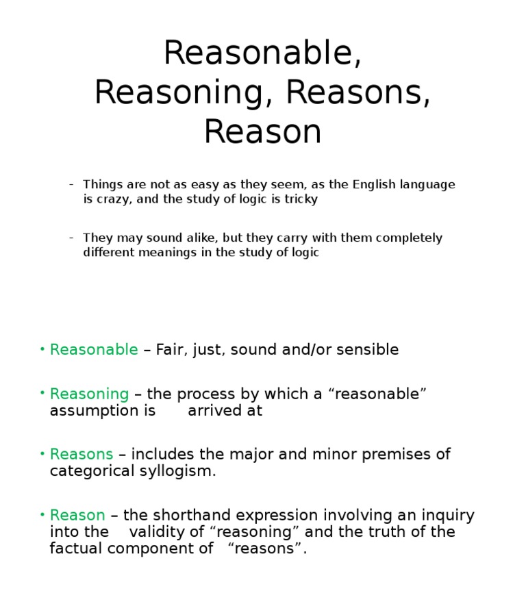 Reasonable, Reasoning, Reasons | PDF | Language Arts & Discipline