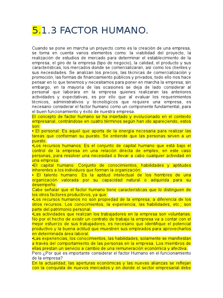 Factor Humano | PDF | Recursos humanos | Calidad (comercial)