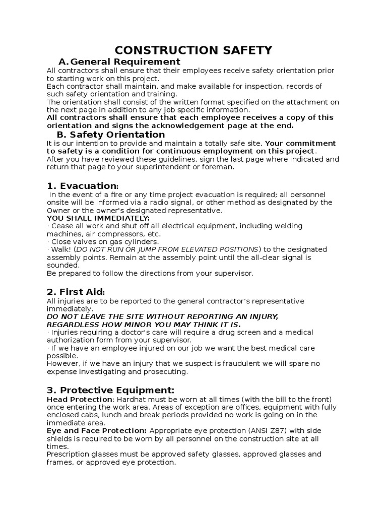 Construction Safety: A.General Requirement | PDF | Glasses | Elevator