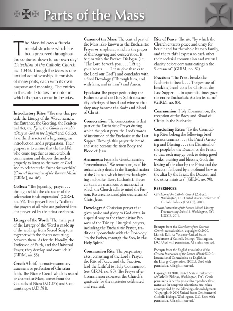 Parts of The Mass PDF | PDF | Mass (Liturgy) | Eucharist