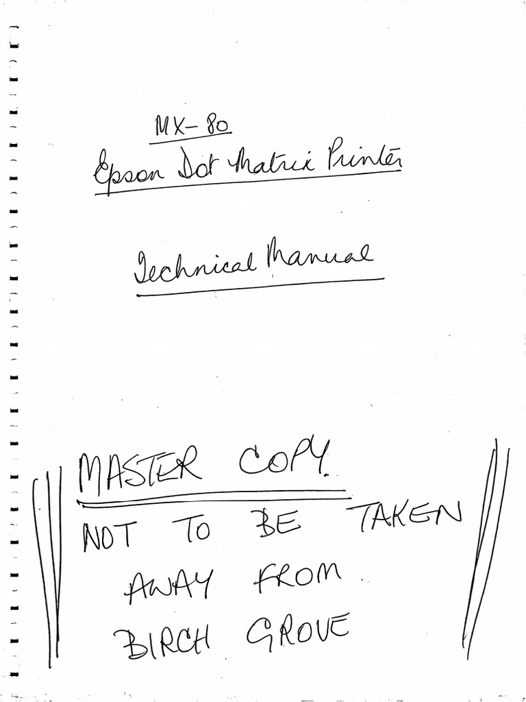 Epson - Mx-80 Dot Matrix Printer - Technical Manual | PDF | Power ...