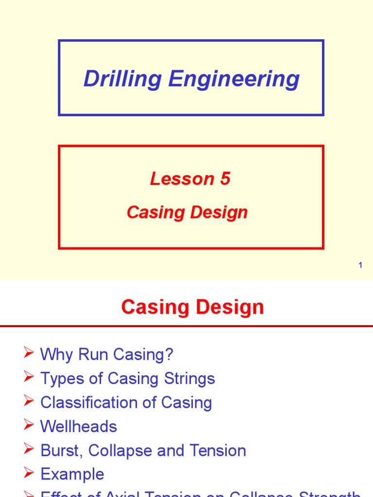 1 Casing Design | PDF | Casing (Borehole) | Oil Well