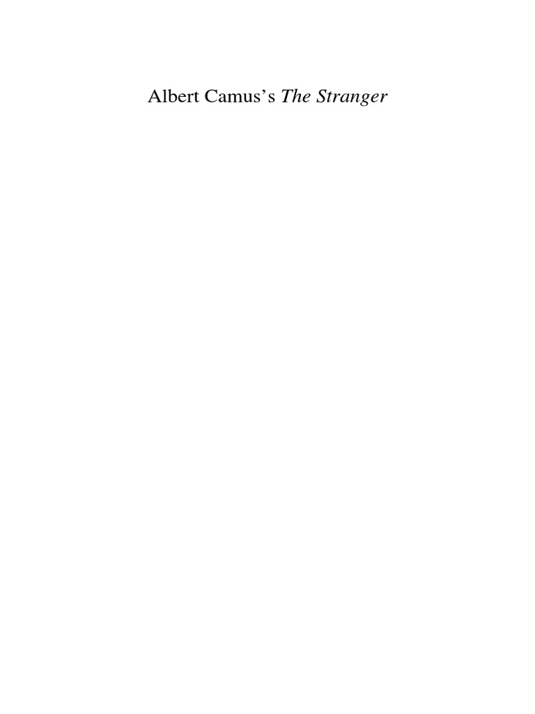 Essays About - The Stranger - PDF | PDF | Albert Camus | Science